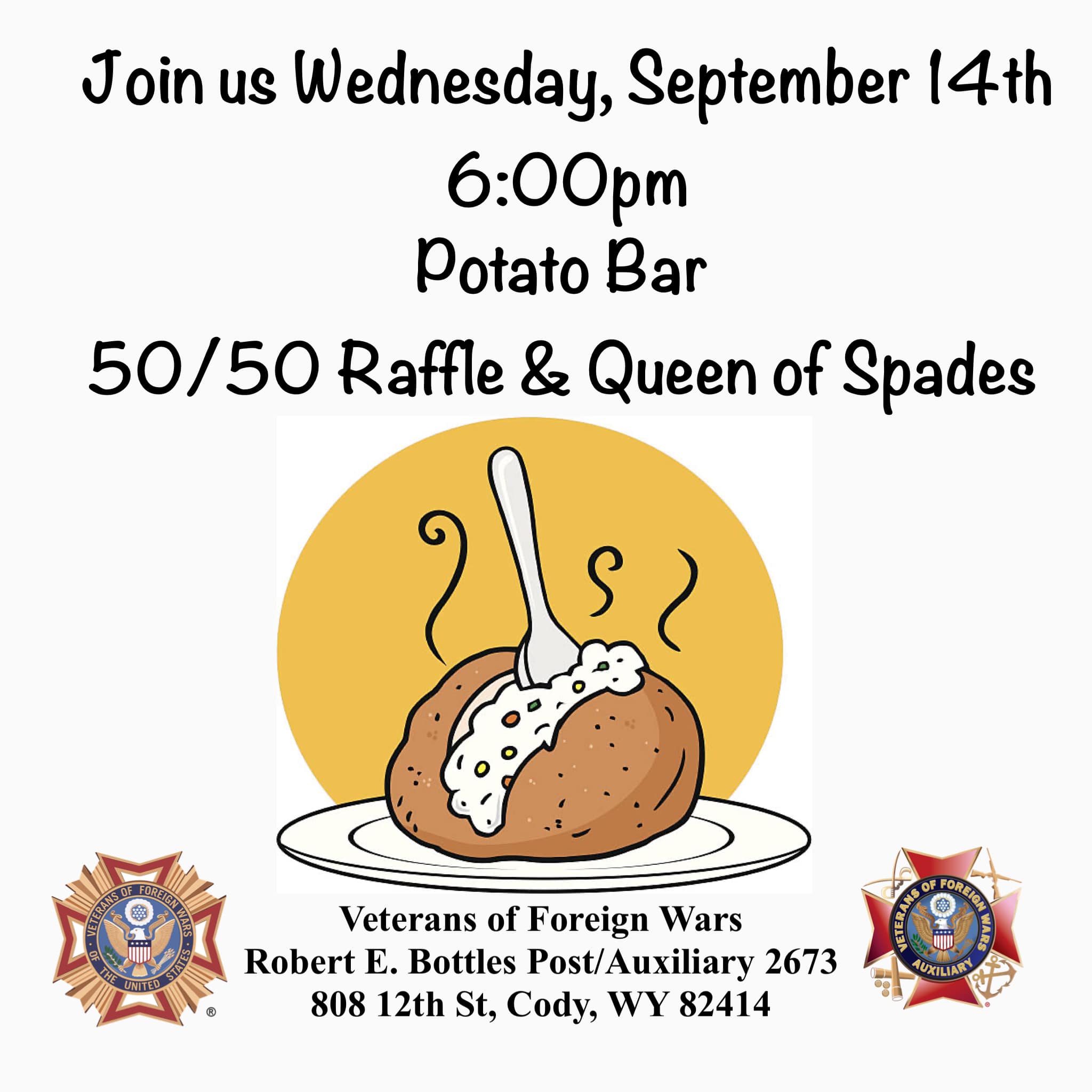 VFW Potato Bar & 50/50 Raffle - Cody Journal